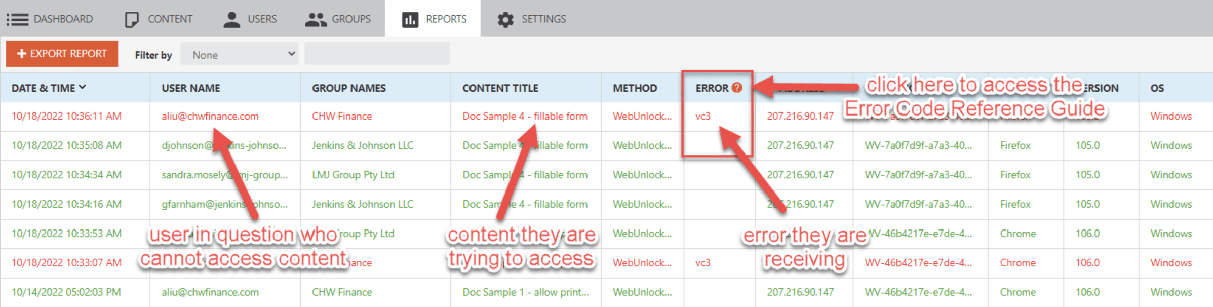 Review User Activity Log | Vitrium End Users Support Guide